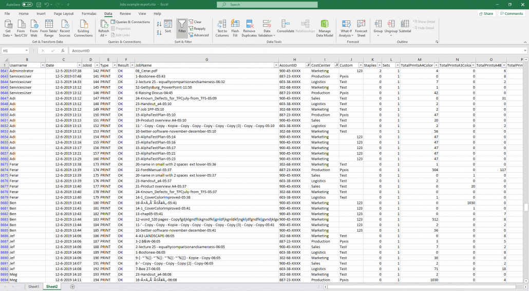Excel view of report-01 - Canon Production Printing